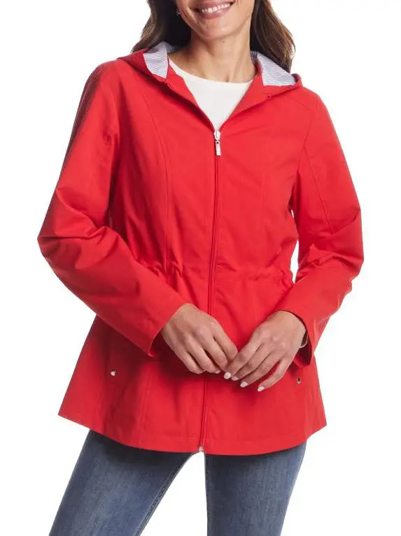 Gallery Water Resistant Hooded Raincoat - Red