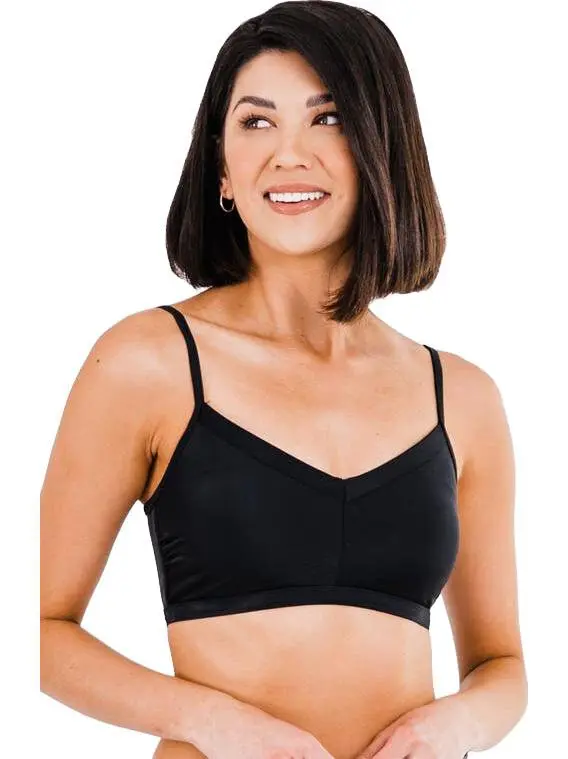 CALYPSA Adjustable Strap Swim Bra - Black