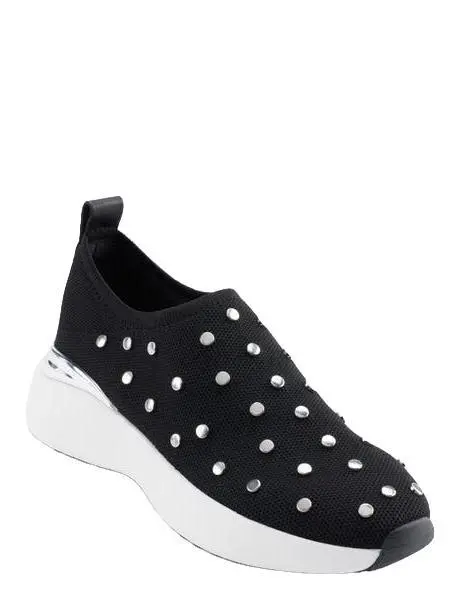 Dkny Zamora Stud Knit Sneakers - Black/ Nickel