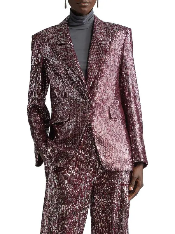 St. John Sequin-embroidered Blazer - Oxblood