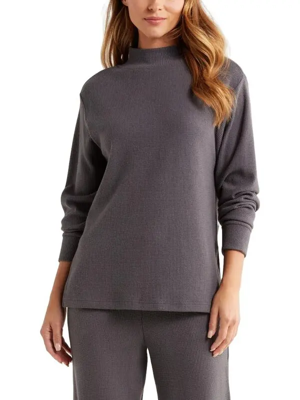 Zella Cozy Waffle Knit Tunic - Grey Forged