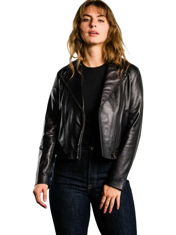 ABLE Maha Leather Biker Jacket - Black
