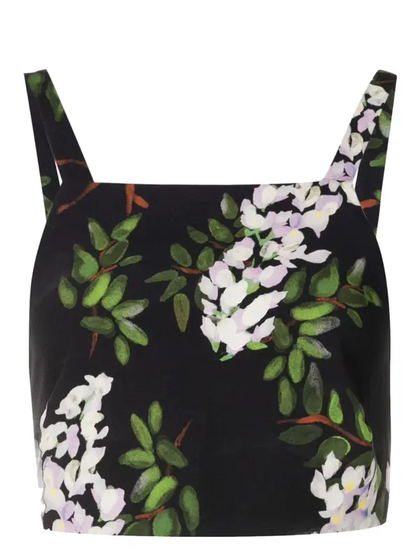 LENNY NIEMEYER Floral-print Cropped Tank Top - Black