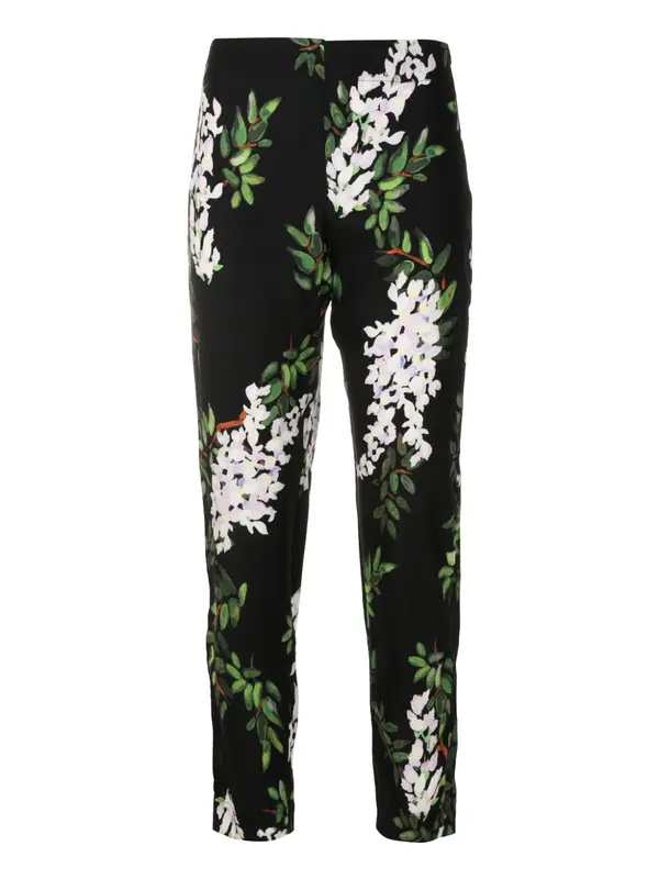 LENNY NIEMEYER Floral-print Silk Trousers - Black