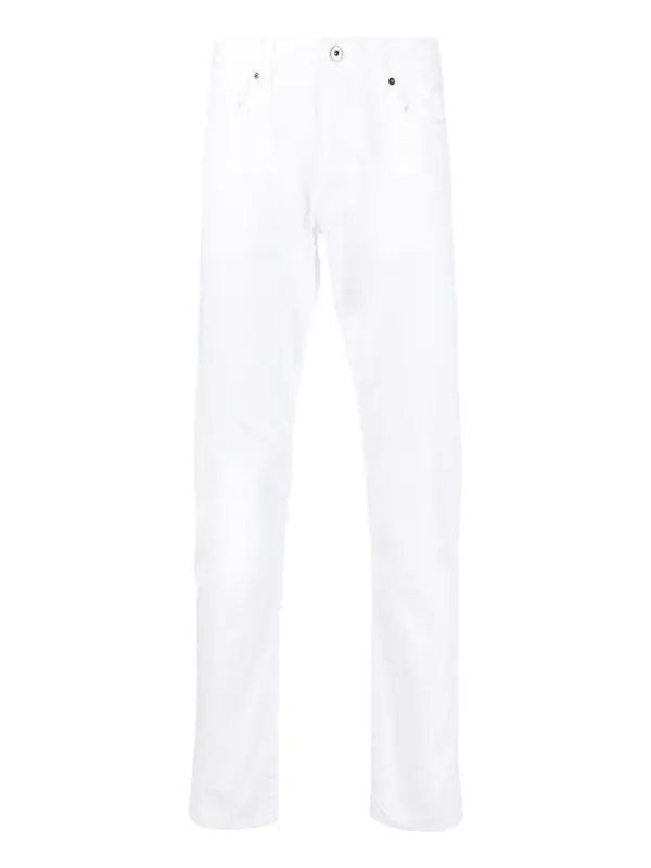 14BROS Logo-patch Straight-leg Jeans - White
