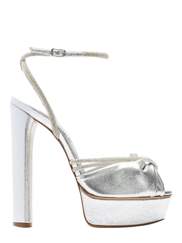Casadei 140mm Taylor Flora Wonder Platform Sandals - Silver