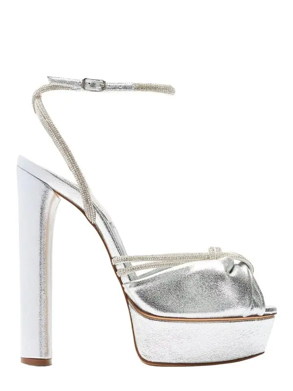 Casadei 140mm Taylor Flora Wonder Platform Sandals - Silver