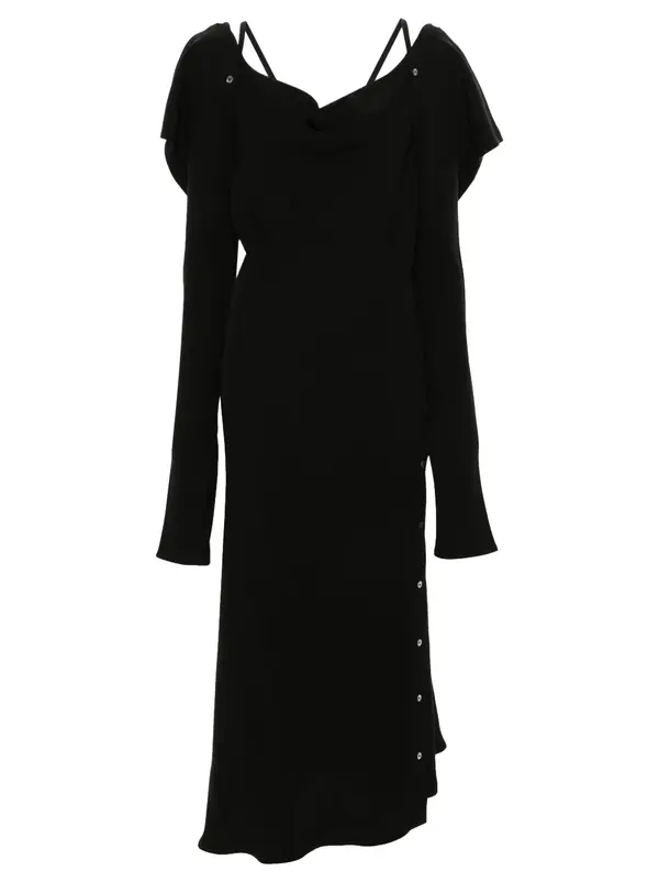 SETCHU Detachable-sleeves Silk Maxi Dress - Black
