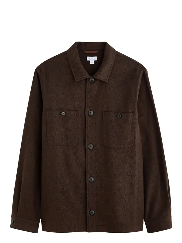 Sunspel Herringbone Brushed-cotton Overshirt - Brown