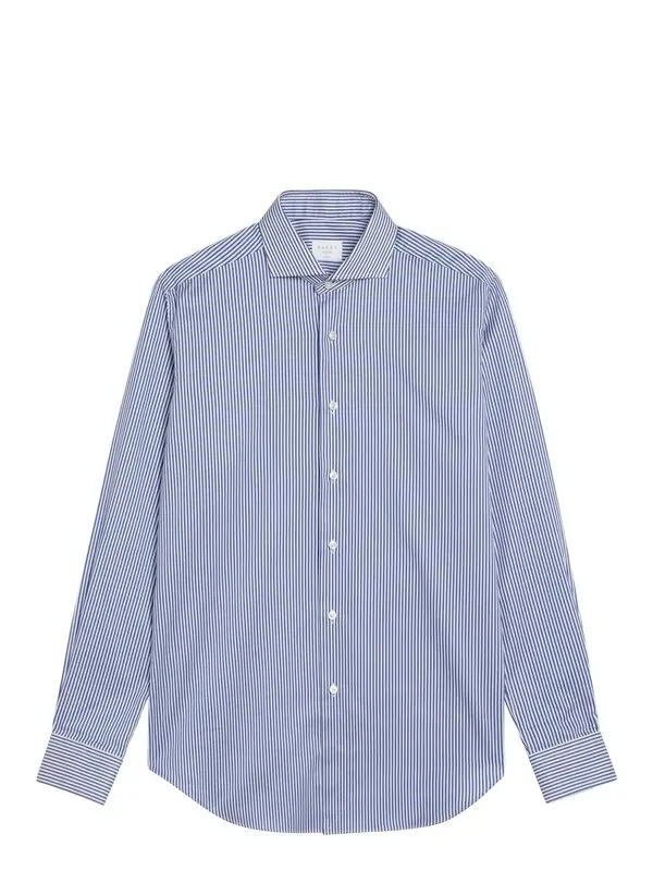XACUS Small Striped Light Cotton Travel Shirt - Blue