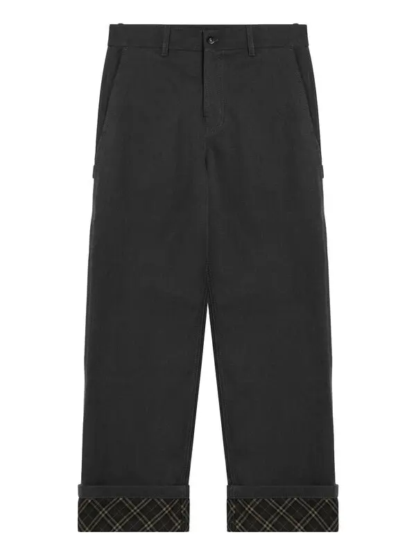 Burberry Trousers With Check Pattern Lapels - Black