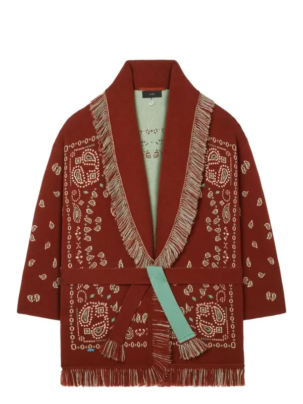 Alanui Bandana Jacquard Cashmere Cardigan - Red