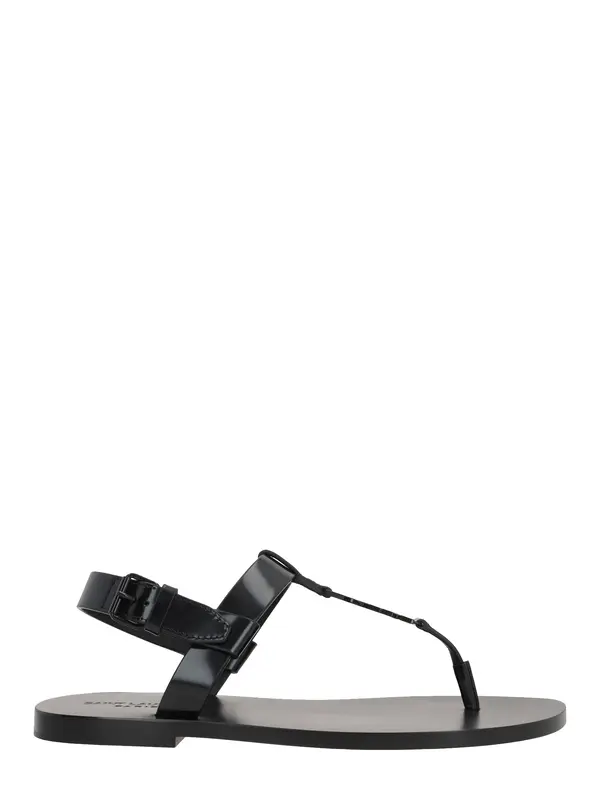 Saint Laurent Cassandre 05 Flat Sandals - Black