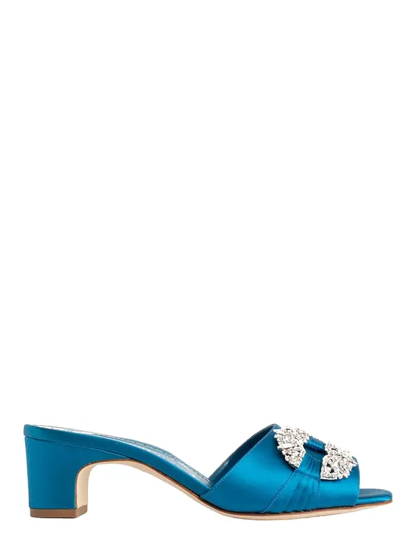Manolo Blahnik Prinap 050 Satin Mules - Blue