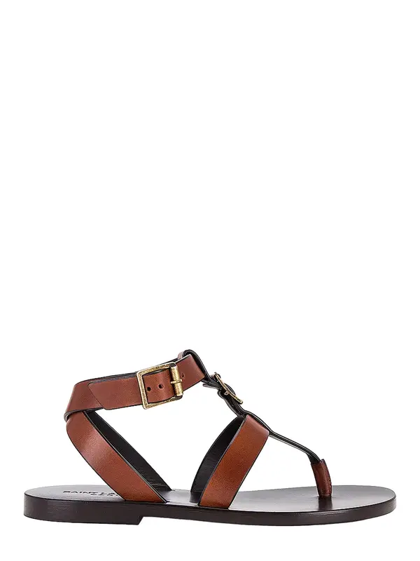 Saint Laurent Hardy Leather Sandals - Brown