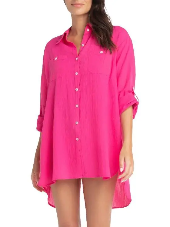 Helen Jon Camp Shirt Cover-up - Lotus Pink