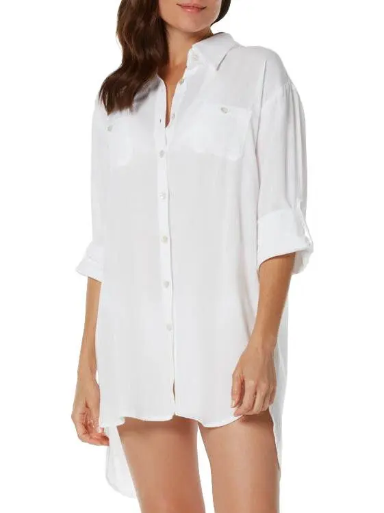 Helen Jon Camp Shirt Cover-up - White