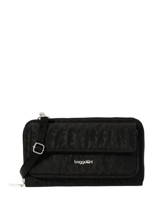 BAGGALLINI Rfid Phone Wallet Crossbody Bag - Black Cheetah Emboss