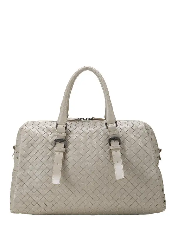 Bottega Veneta Intrecciato Leather Boston Bag - Grey