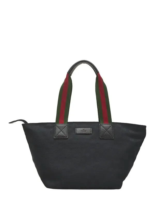 Gucci Gg Canvas Web Soft Zip Tote - Black