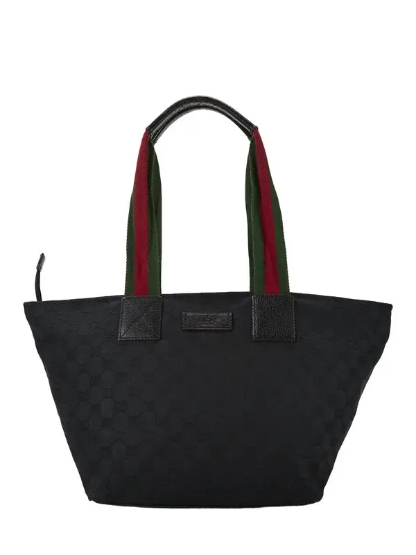 Gucci Gg Canvas Web Soft Zip Tote - Black