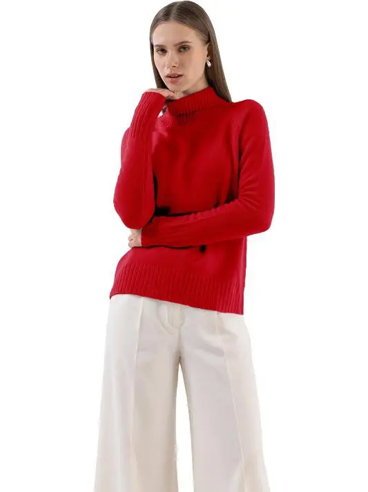 ITALIC Emma Cashmere Relaxed Turtleneck Sweater - Chili Oil