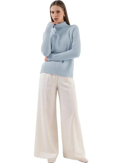 ITALIC Emma Cashmere Relaxed Turtleneck Sweater - Light Blue