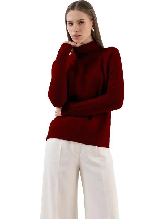 ITALIC Emma Cashmere Relaxed Turtleneck Sweater - Pinot Noir