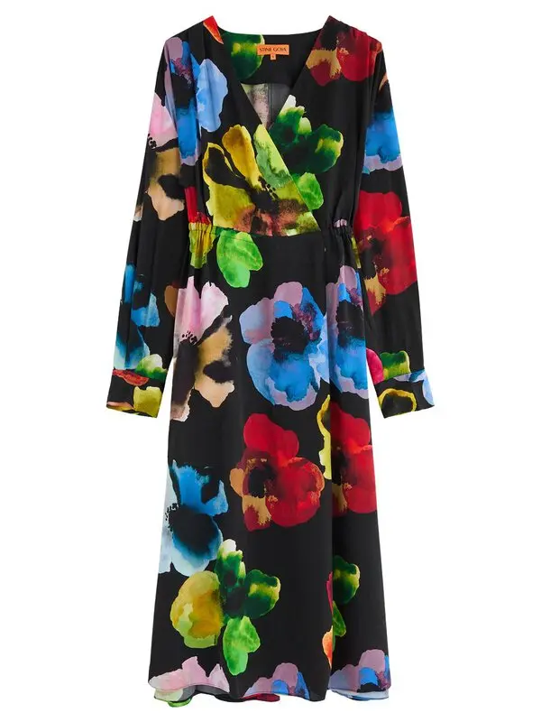 Stine Goya Floral-print Wrap-effect Midi Dress - Multicoloured 1