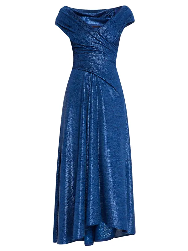 Talbot Runhof Reo Metallic Midi Dress - Electric Blue