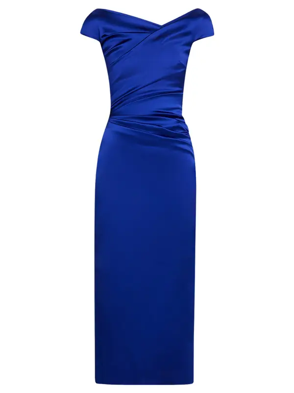 Talbot Runhof Cap-sleeve Satin Duchesse Midi Dress - Royal Blue