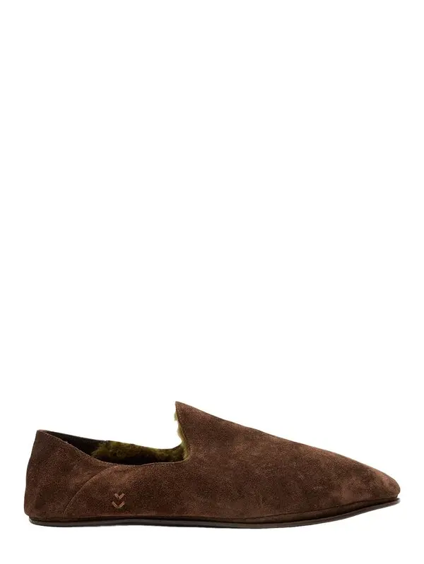John Varvatos Lodge Shearling-lined Suede Moccasins - Chocolate