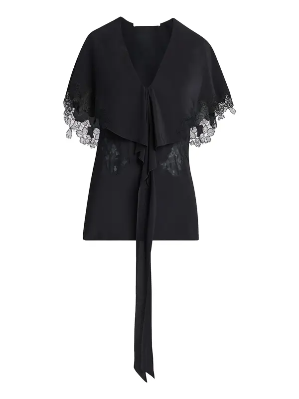 Stella McCartney Lace Cape Silk Blouse - Black