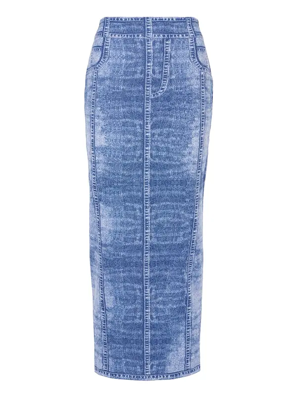 Balmain Trompe L'œil Knitted Midi Skirt - Blue