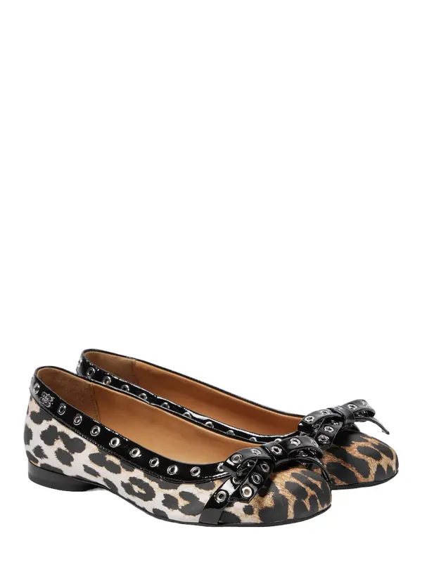 GANNI Leopard-print Ballet Flats - Yellow