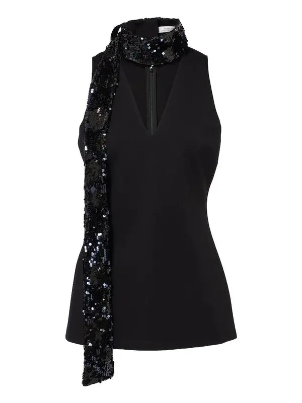 Dorothee Schumacher Emotional Essence Sequined Scarf Top - Black