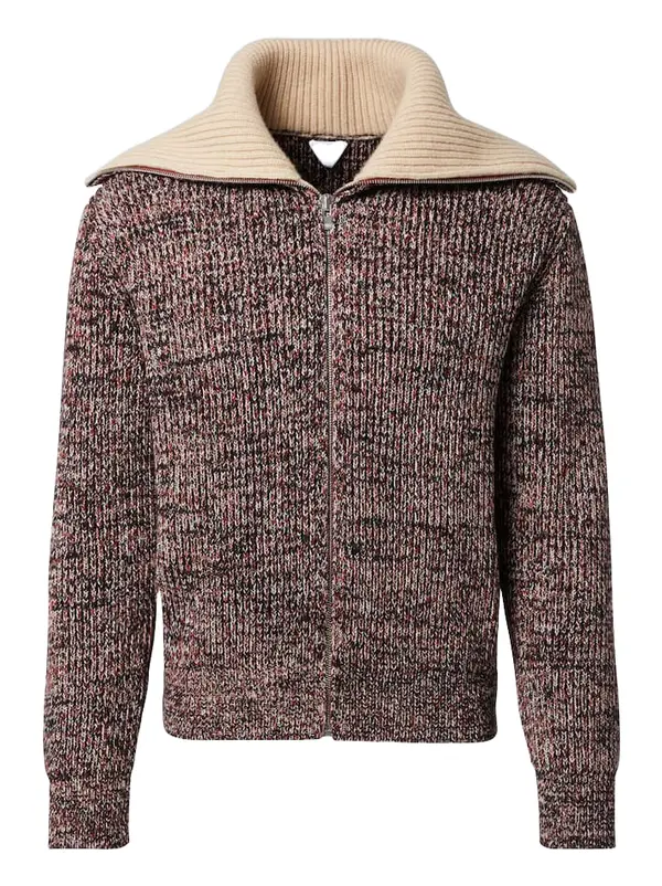 Bottega Veneta Ribbed-knit Zip-up Sweater - Burgundy