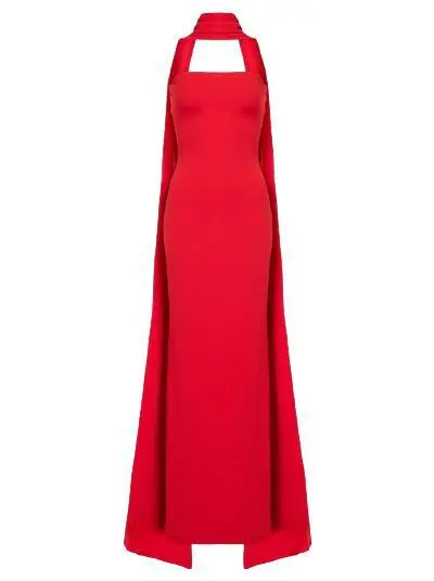 Solace London Ainhoa Scarf-detail Crêpe Gown - Red