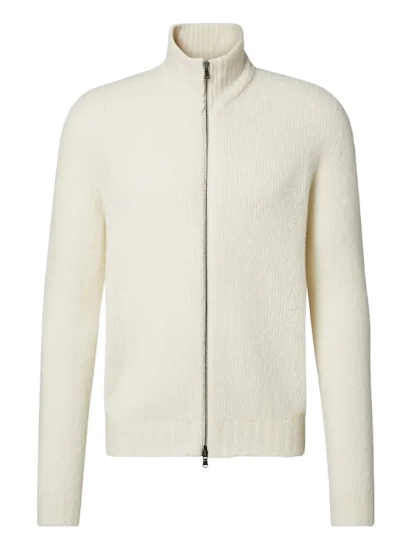 Thom Sweeney Wool And Cashmere-blend Zip-up Sweater - White