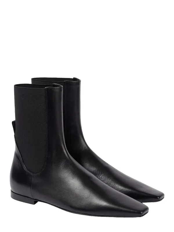 TOTEME Leather Chelsea Boots - Black