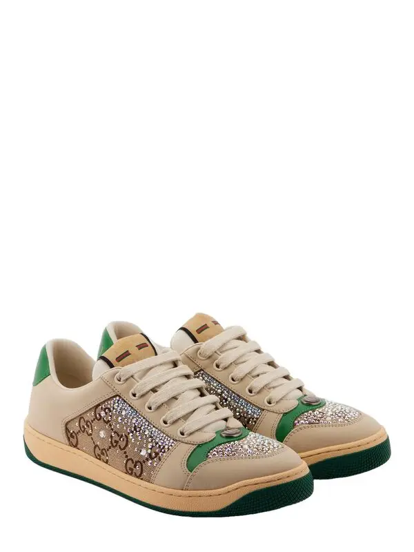 Gucci Screener Embellished Leather Sneakers - Multicoloured