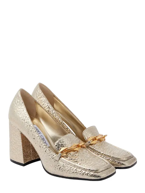 JIMMY CHOO Diamond Tilda 80 Loafer Pumps - Gold