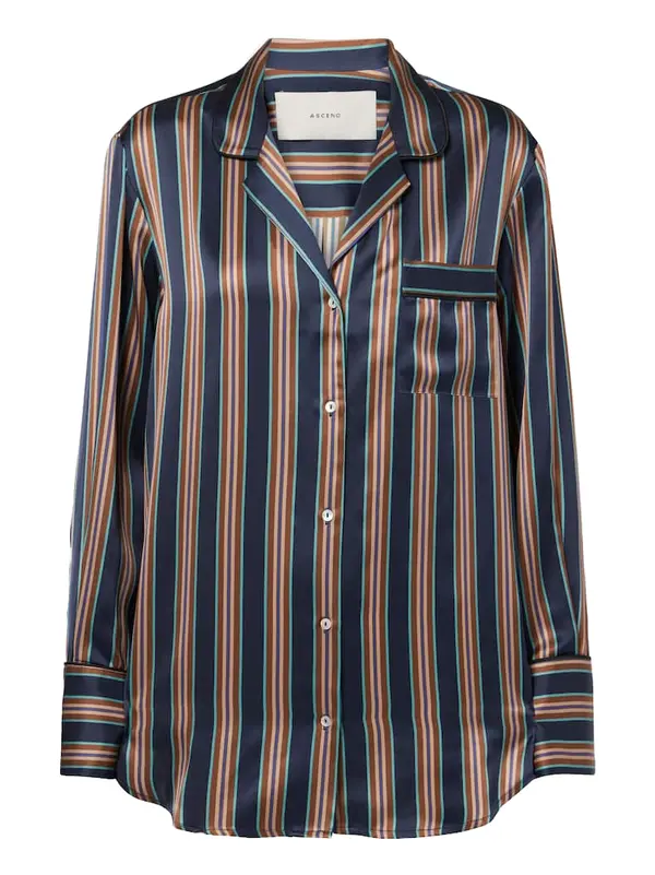 Asceno Paris Silk Charmeuse Shirt - Blue
