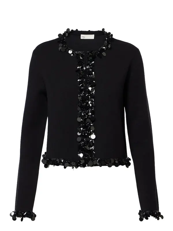Tory Burch Kendra Sequined Cardigan - Black