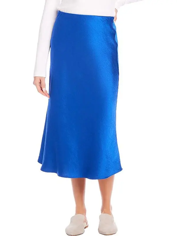 Karen Kane Bias Cut Midi Satin Skirt - Royal Blue