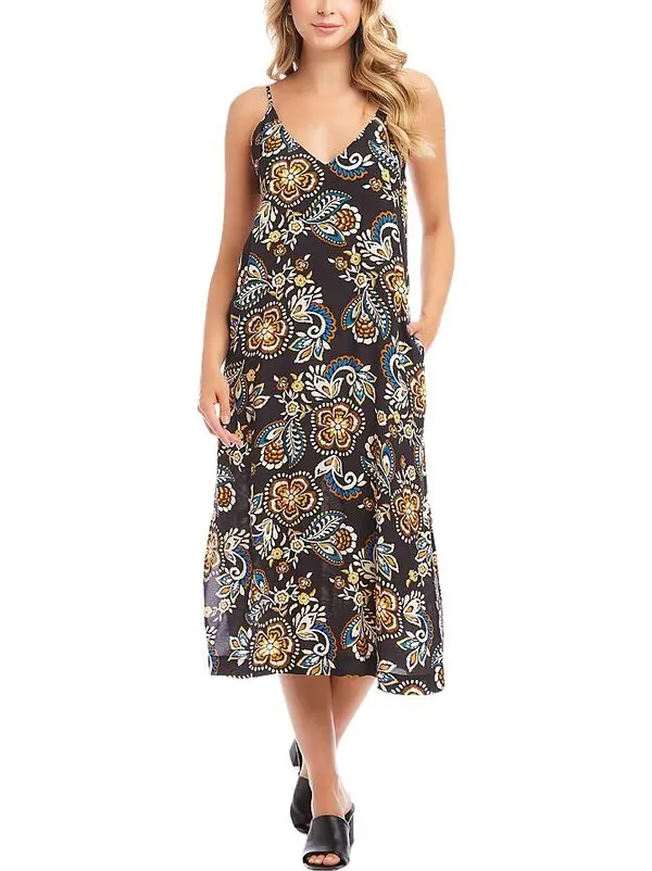 Karen Kane Printed Side Slit Midi Dress - Print