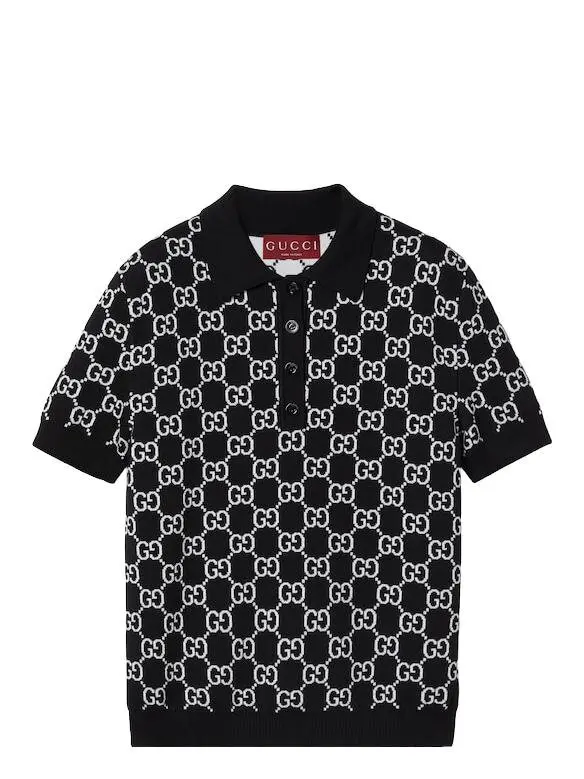 Gucci Reversible Gg Wool Jacquard Polo Shirt Ready-to-wear - Black