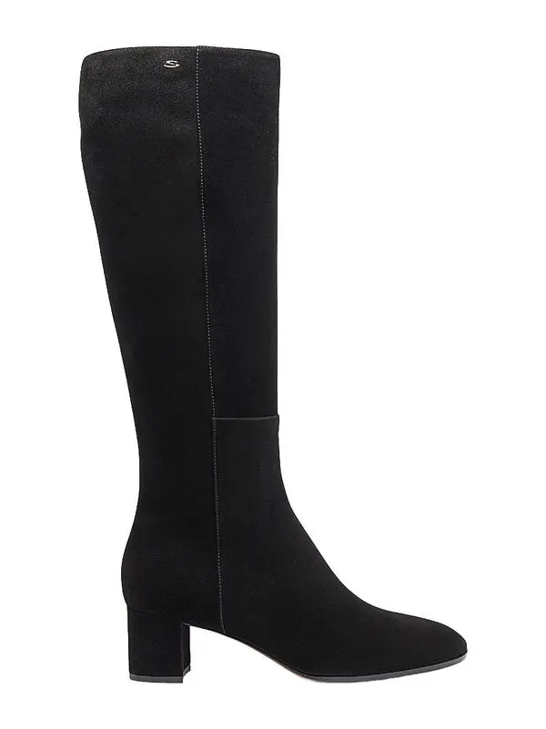 Santoni Filed Suede Mid-heel Boot - Black
