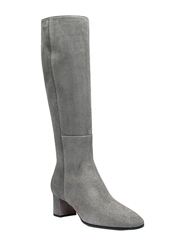 Santoni Filed Suede Mid-heel Boot - Grey