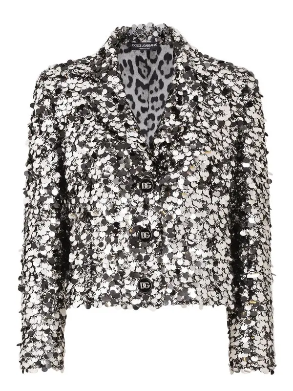 Dolce & Gabbana Sequin-embellished Single-breasted Jacket - Silver